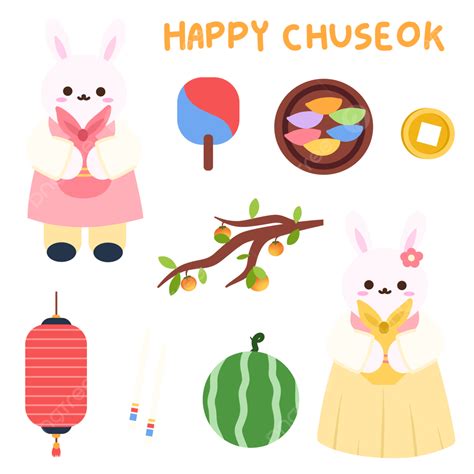 한복을 입은 귀여운 토끼 한국 행복한 추석 요소 추석 행복한 추석 토끼 추석 Png 일러스트 및 Psd 이미지 무료 다운로드 Pngtree