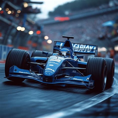 Blue F Car Speeding Through Tight Corners On A Race Circuit Premium Ai Generated Image