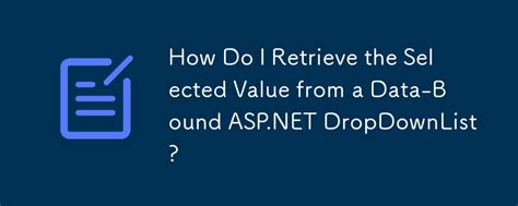 如何從資料綁定的 Aspnet Dropdownlist 中擷取選定的值？ Mysql教程 Php中文網