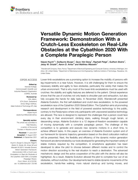 pdf versatile dynamic motion generation framework demonstration with