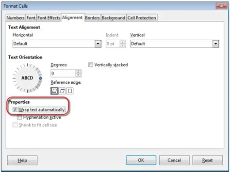 spreadsheet formats alignment and border effects