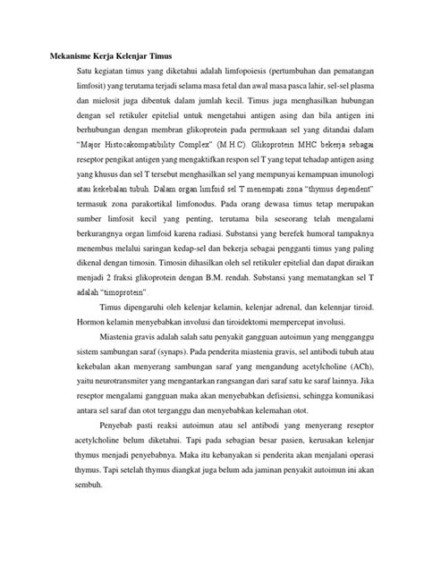 Mekanisme Kerja Kelenjar Timus Pdf