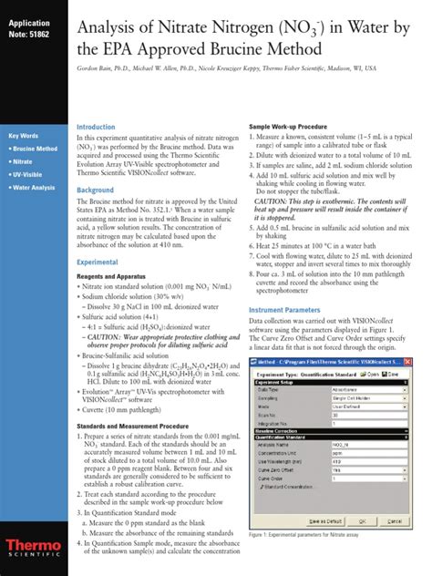 Nitrate Analysis Pdf Spectrophotometry Analytical Chemistry
