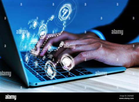 Cloud Computing Business Man Using Laptop Computer With Virtual