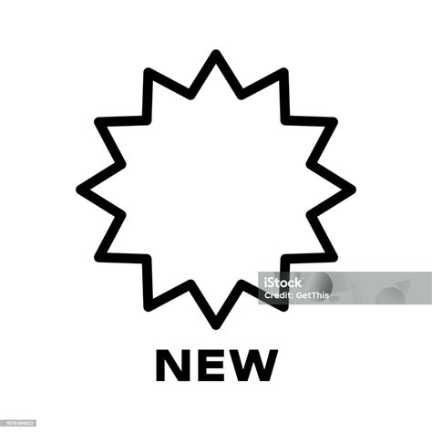 새로운 아이콘 벡터 그림 검정 윤곽선입니다 새로운 도착 별 기호입니다 참신 우표 기호입니다 앱 광고 인터페이스 배너 웹 개발 Ui Ux Gui에 대한 흰색에 간단한 평면