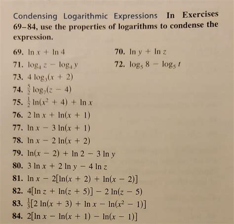Solved Condensing Logarithmic Expressions In Exercises
