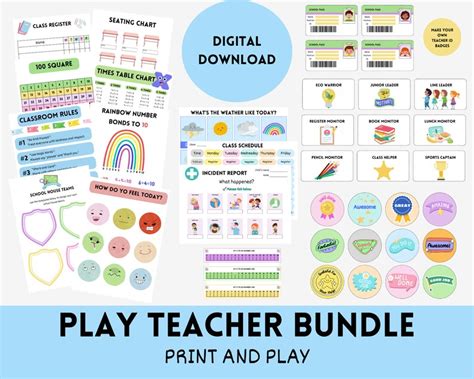 Teacher Pretend Play Set Printable Instant Download Dramatic Play