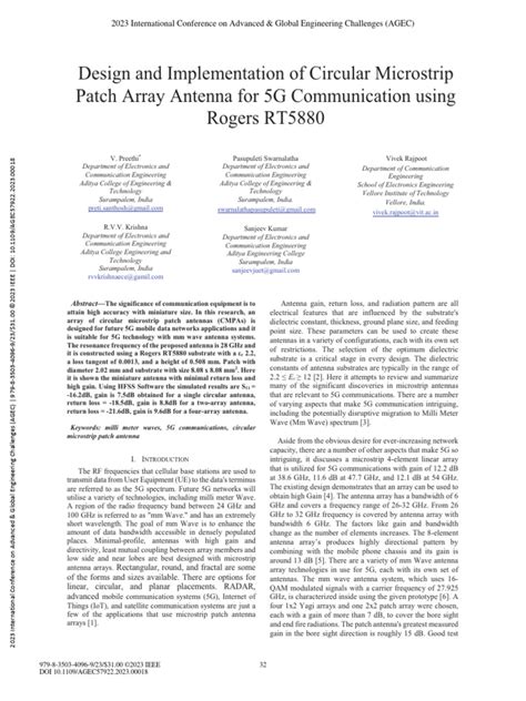 Design And Implementation Of Circular Microstrip Patch Array Antenna