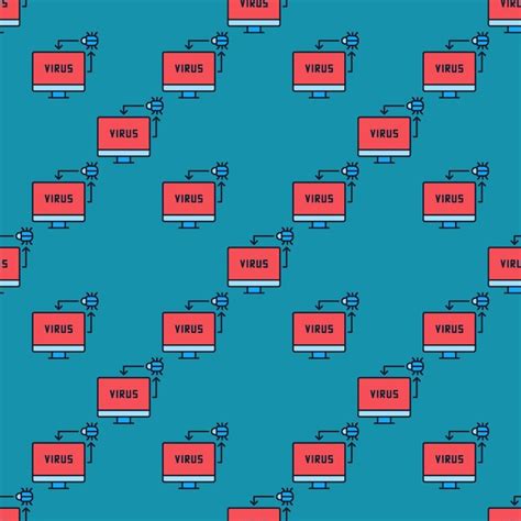 Premium Vector Bug Inside Computer Vector Pc Viruses Colored Seamless Pattern