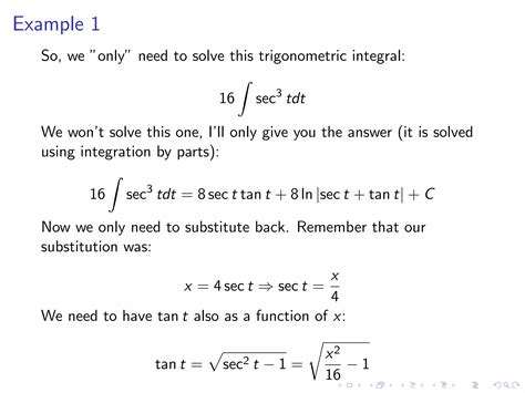 Integrals By Trigonometric Substitution Part 2 Ppt