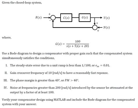 solved given the closed loop system where g s 100 s s