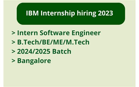 IBM Internship Hiring Intern Software Engineer B Tech BE ME M Tech Batch
