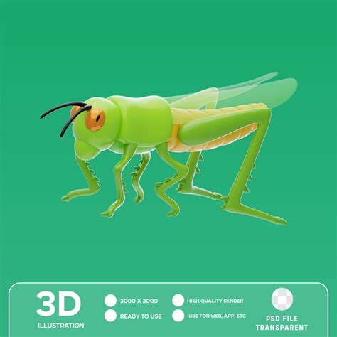 Premium Psd Psd Grasshopper 3d Illustration
