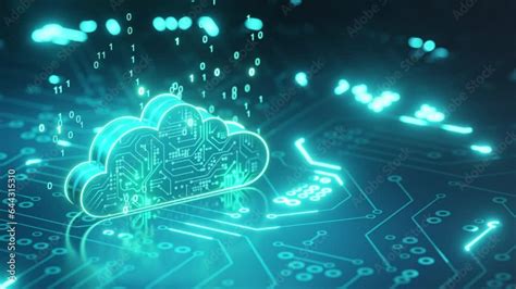Cloud Computing Concept Background On Circuit Board Glowing Light