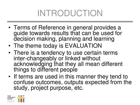 ppt how to write a good terms of reference for for evaluation