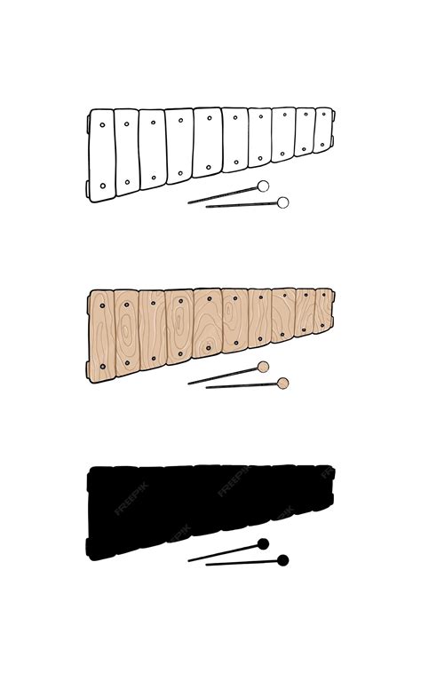 Xylophone Instrument De Musique En Bois Doodle Livre De Coloriage De Dessin Animé Linéaire