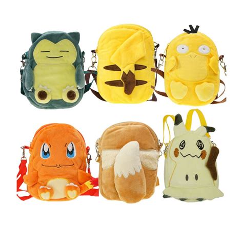 포켓몬 피카츄 이브이 파이리 봉제 백팩 대각선 가방 짧은 봉제 어린이 선물 Aliexpress