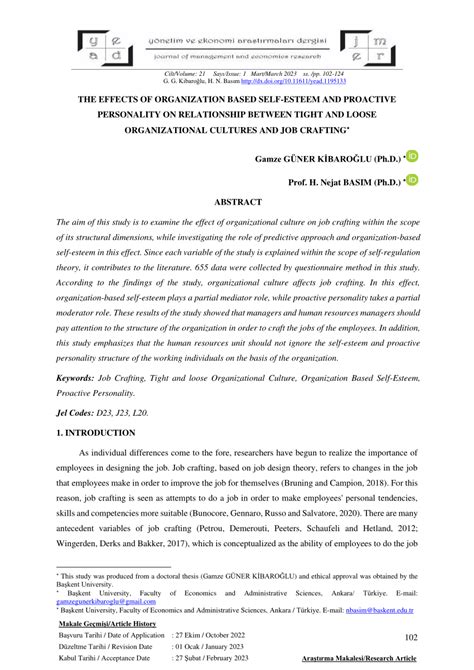 Pdf The Effects Of Organization Based Self Esteem And Proactive Personality On Relationship