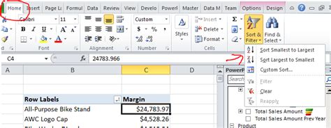 How To Sort Measure Values In An Excel 2010 Based Ad Hoc Report Using