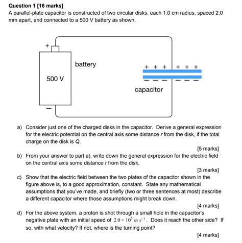 solved question 1 [16 marks] a parallel plate capacitor is