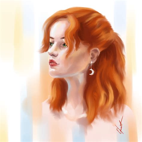 Иллюстрация Рыжая девушка в стиле живопись персонажи