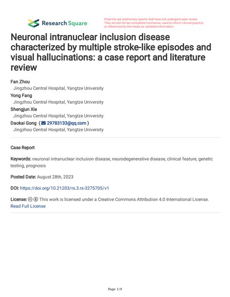 Pdf Neuronal Intranuclear Inclusion Disease Characterized By Multiple Stroke Like Episodes And
