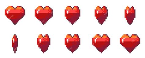 premium vector pixel heart animation retro 8 bit game sprite with