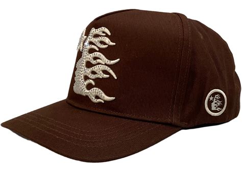 Hellstar Og Rhinestones Logo Snapback Hat Brown Mens Ss24 Us