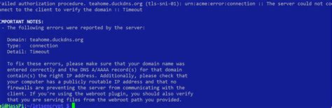 error letsencrypt and duckdns server no certificate configuration