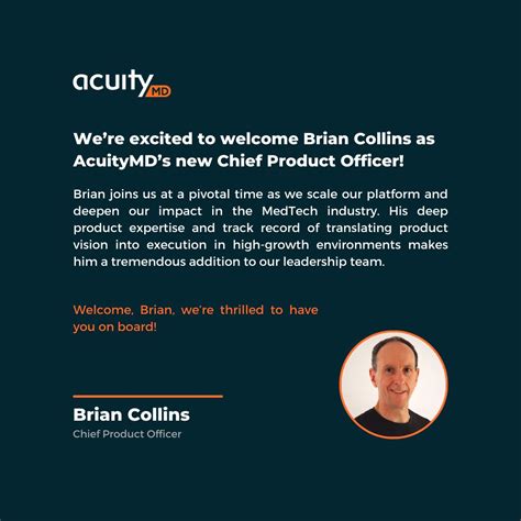 Were Excited To Welcome Brian Collins Our New Cpo Acuitymd