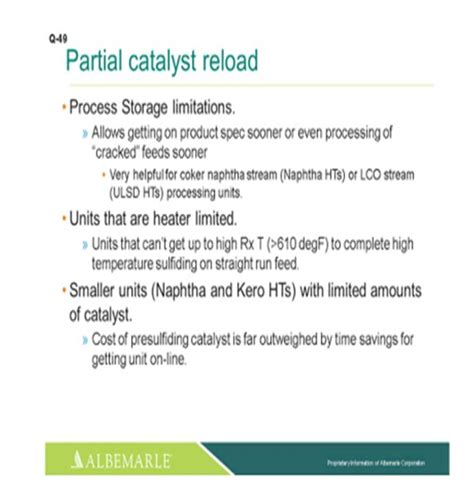 Question 49 Each Hydroprocessing Unit Has An Optimum Strategy For Full Load Catalyst