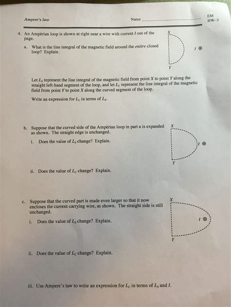 solved em name ampere s law hw 3 4 an amperian loop is