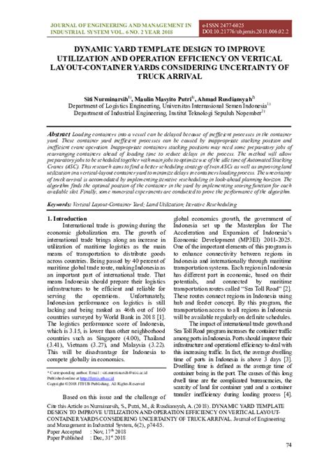 Pdf Dynamic Yard Template Design To Improve Utilization And Operation Efficiency On Vertical