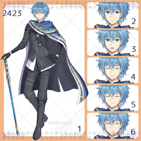 Anime Character Art Pack 2423 6 Expressions Image Young Man Swordsman Mage Warrior By