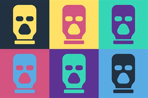 컬러 배경에 고립 된 팝 아트 발라 클라바 아이콘 겨울 스포츠를위한 의류 조각 또는 범죄자 또는 도둑을위한 마스크 벡터 0명에 대한 스톡 벡터 아트 및 기타 이미지 Istock