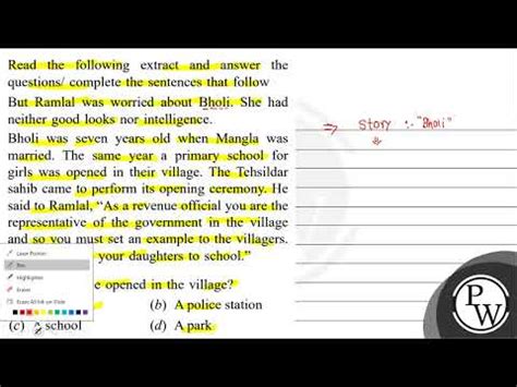 Read The Following Extract And Answer The Questions Complete The