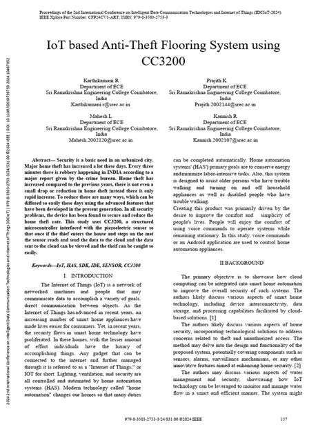 Iot Based Anti Theft Flooring System Using Cc3200 Pdf Internet Of Things Home Automation