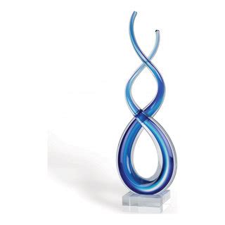 14 Clear And Blue Murano Glass Modern Abstract Tabletop Sculpture