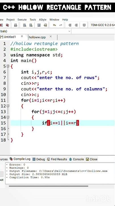 C Program To Print A Hollow Rectangle Coder Cprogramming Python