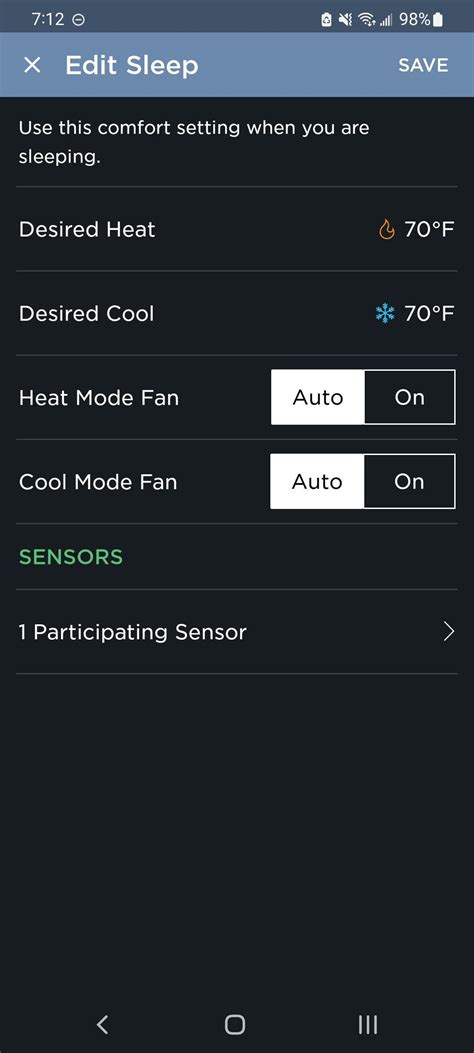Thermostat Is Not Using Smart Sensor Temp Only Main Thermostat Are My Settings Right R Ecobee