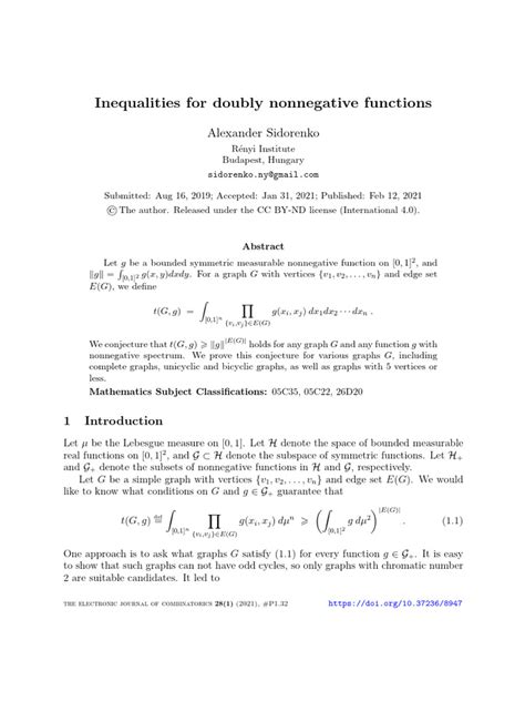Inequalities For Doubly Nonnegative Functions Pdf Matrix