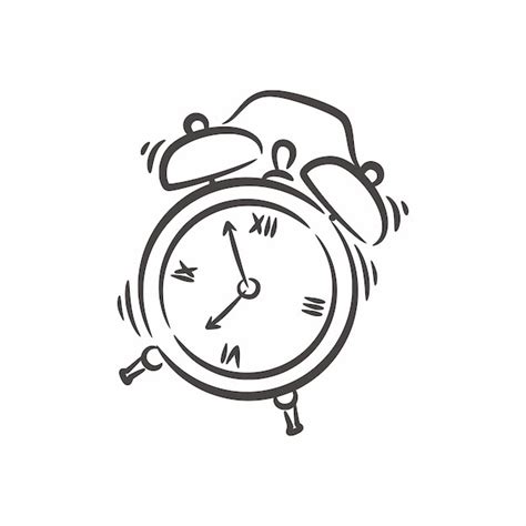 Premium Vector Hand Drawn Classic Ringing Alarm Clock Line Art