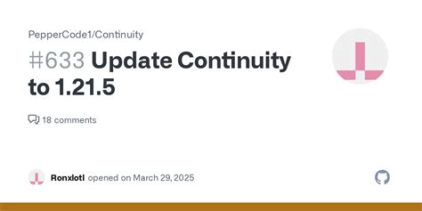 Update Continuity To 1215 · Issue 633 · Peppercode1continuity · Github