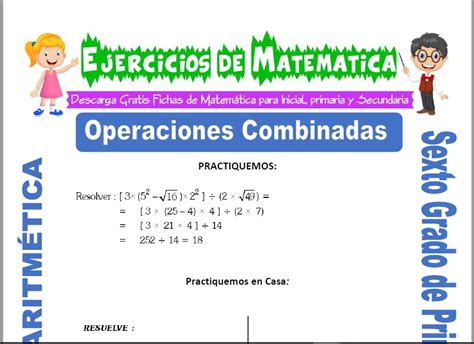 Ejercicios De Operaciones Combinadas Para Sexto Grado De Primaria