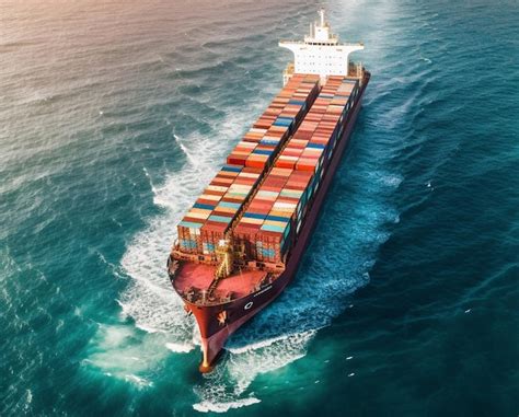 제너레이티브 Ai 기술을 이용해 화물 컨테이너를 운반하는 대형 컨테이너선 프리미엄 사진
