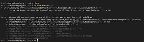 node js unable to deploy nft in terminal stack overflow