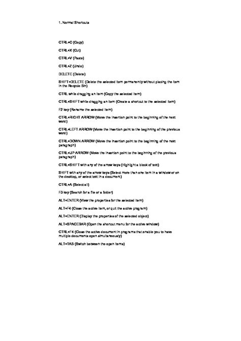 keyboard shortcut keys pdfcoffee