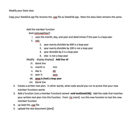 Solved Date Class 1 Create A Class Named Date 2 Class Has