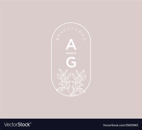 Initial Ag Letters Beautiful Floral Feminine Vector Image
