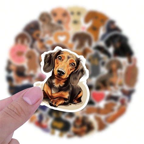 60pcs Cute Dachshund Stickers Vinyl Aesthetics Stickers For